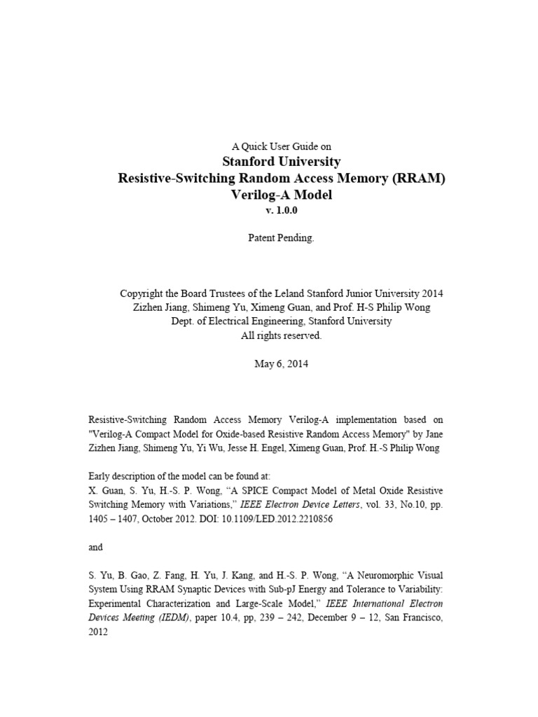 Stanford RRAM Model Quick User Guide NEEDS | PDF | Electrical ...