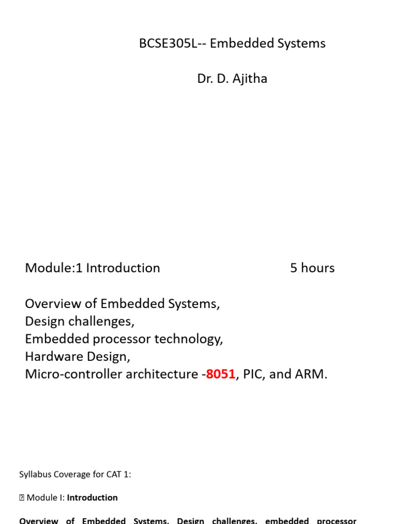 3-Overview of Embedded Systems-05!01!2024 | PDF | Embedded System | Central Processing Unit