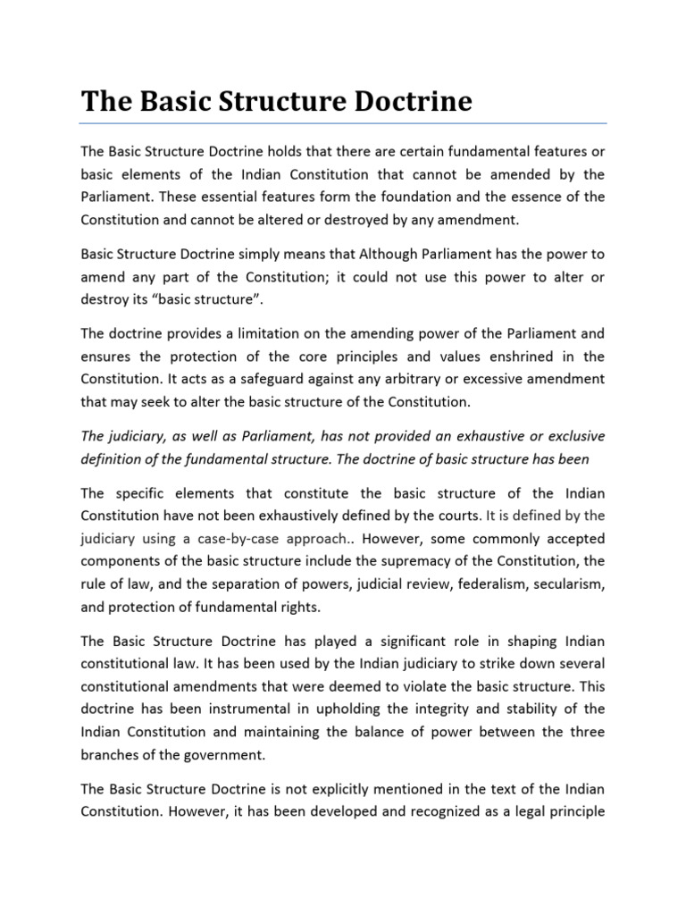 Basic Structure Doctrine ST | PDF | Constitution | Governance Basic Structure Doctrine ST | PDF | Constitution | Governance