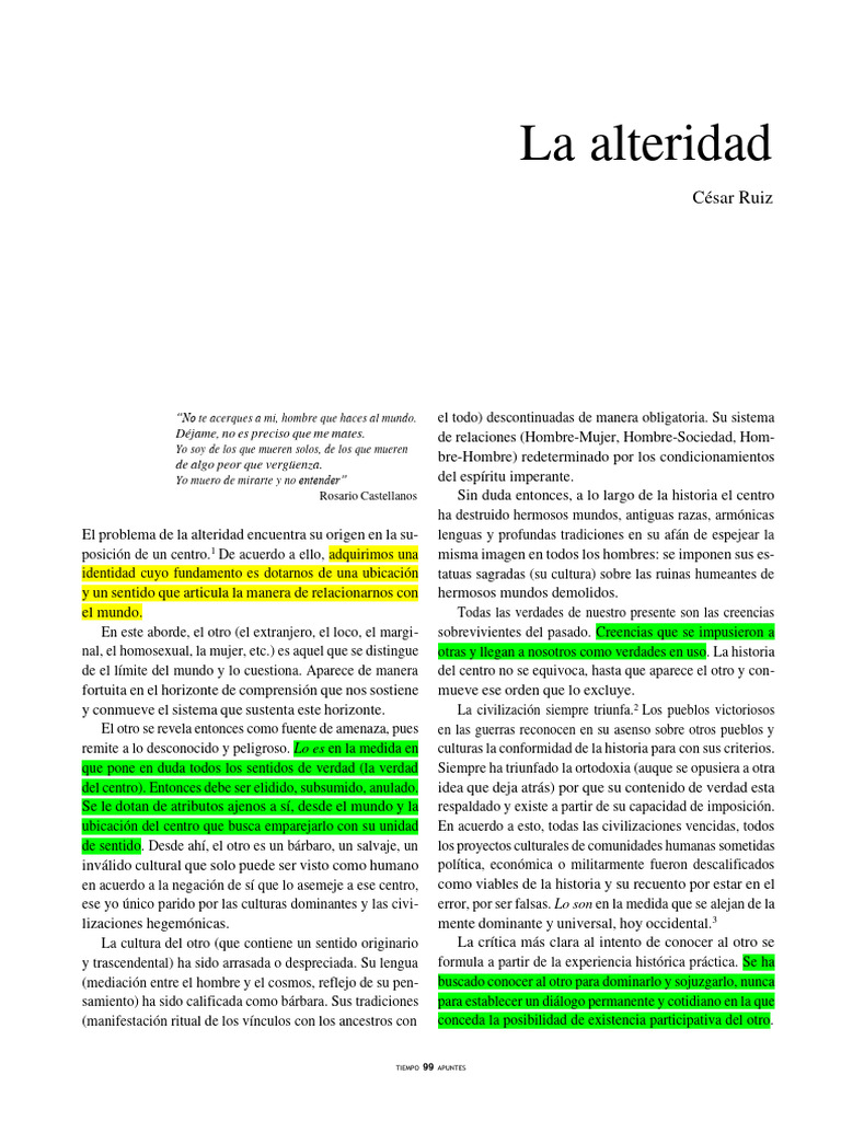 Significado y Dimensiones de la Alteridad | PDF | Verdad | Realidad