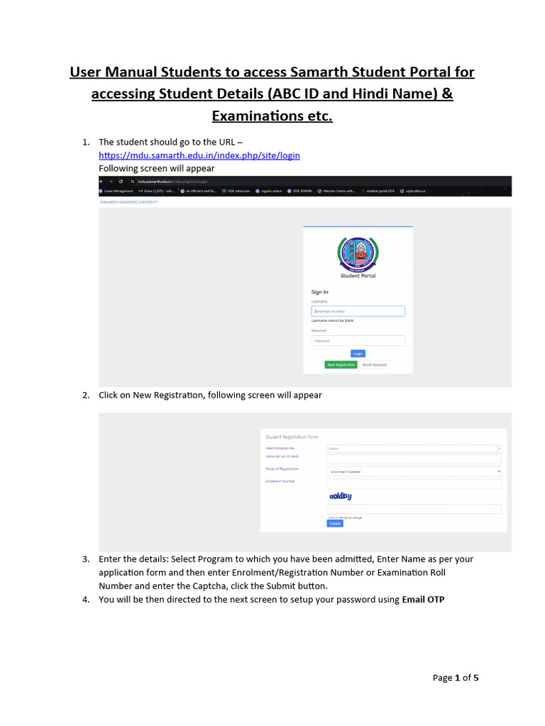 Samarth Portal Enrollment Guide | PDF | Login | User (Computing)