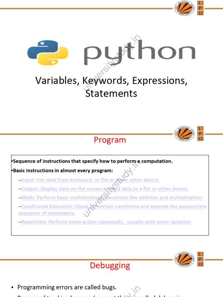 Variables, Expression and Statements | PDF | Computer Program | Programming Variables, Expression and Statements | PDF | Computer Program | Programming