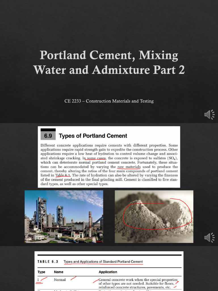 Portland Cement, Mixing Water and Admixture - Part 2 | PDF