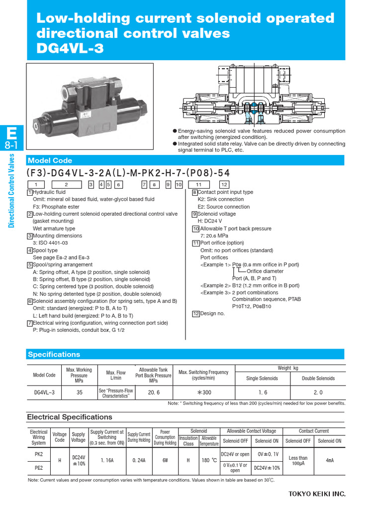 Low-Holding Current Solenoid Operated Directional Control Valves DG4VL ...
