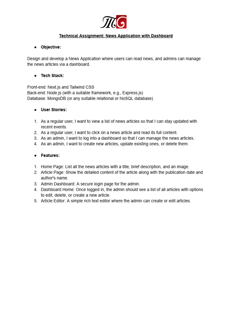 Technical Assignment - DME | PDF | Databases | Login