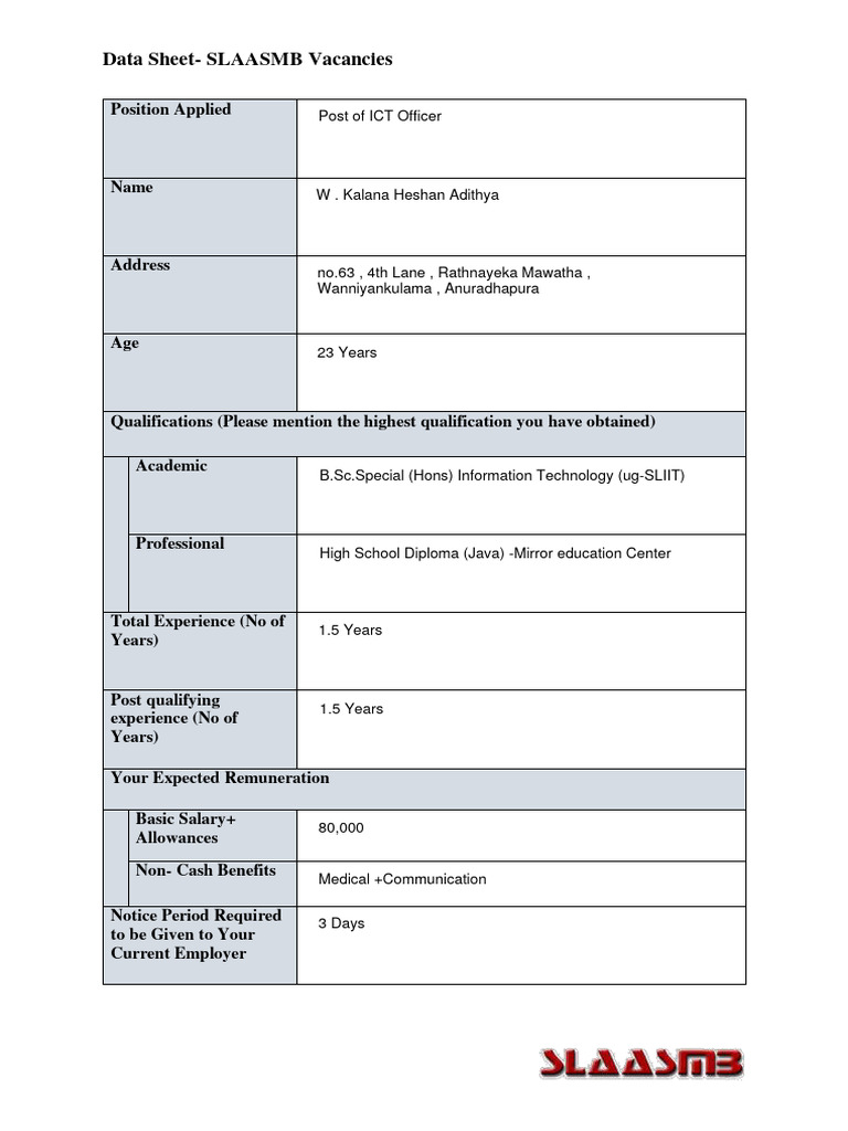 Form-SLAASMB-Vacancies - PDF ICT OFFICER 10 12 - 2 | PDF | Computers