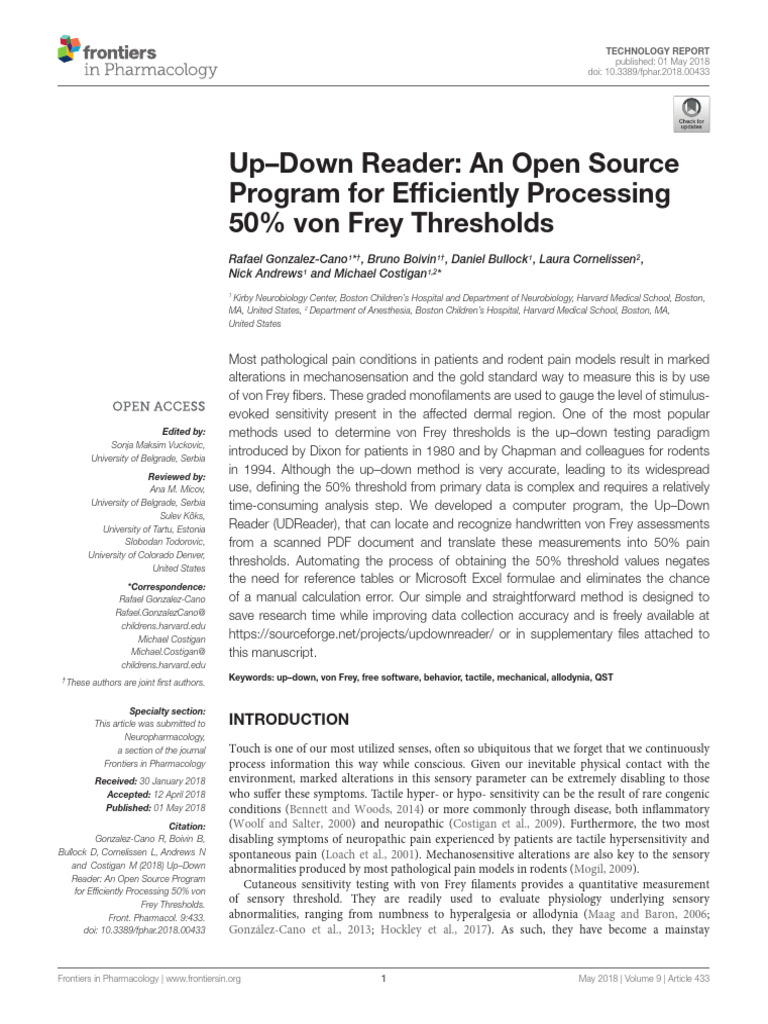 2018 Up Down Reader Von Frey | PDF | Accuracy And Precision | Pain