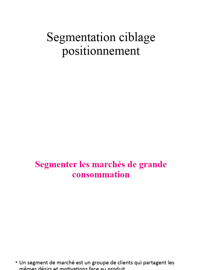 6 Segmentation Ciblage Positionnement Pdf Marque Commercialisation