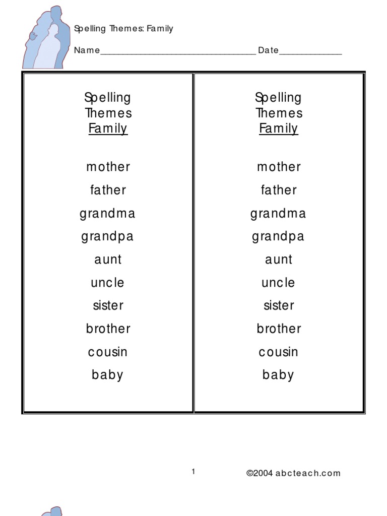 Spelling Themes Family | PDF