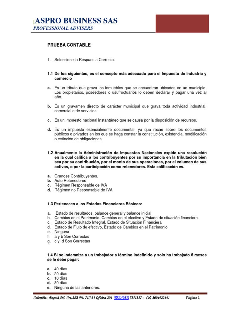 Prueba Contable (1) - 240206 - 120724 | PDF | Impuestos | Contabilidad