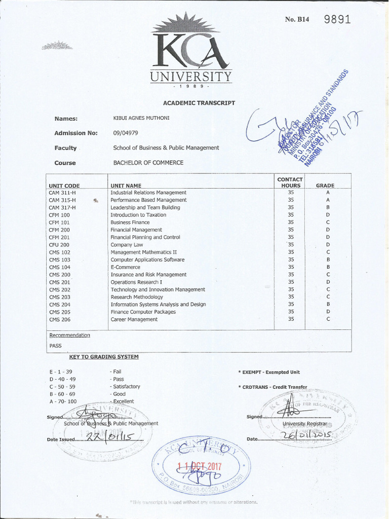 University Transcripts | PDF