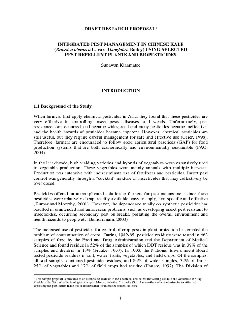 Sample Research Proposal | PDF | Pesticide | Pest (Organism)