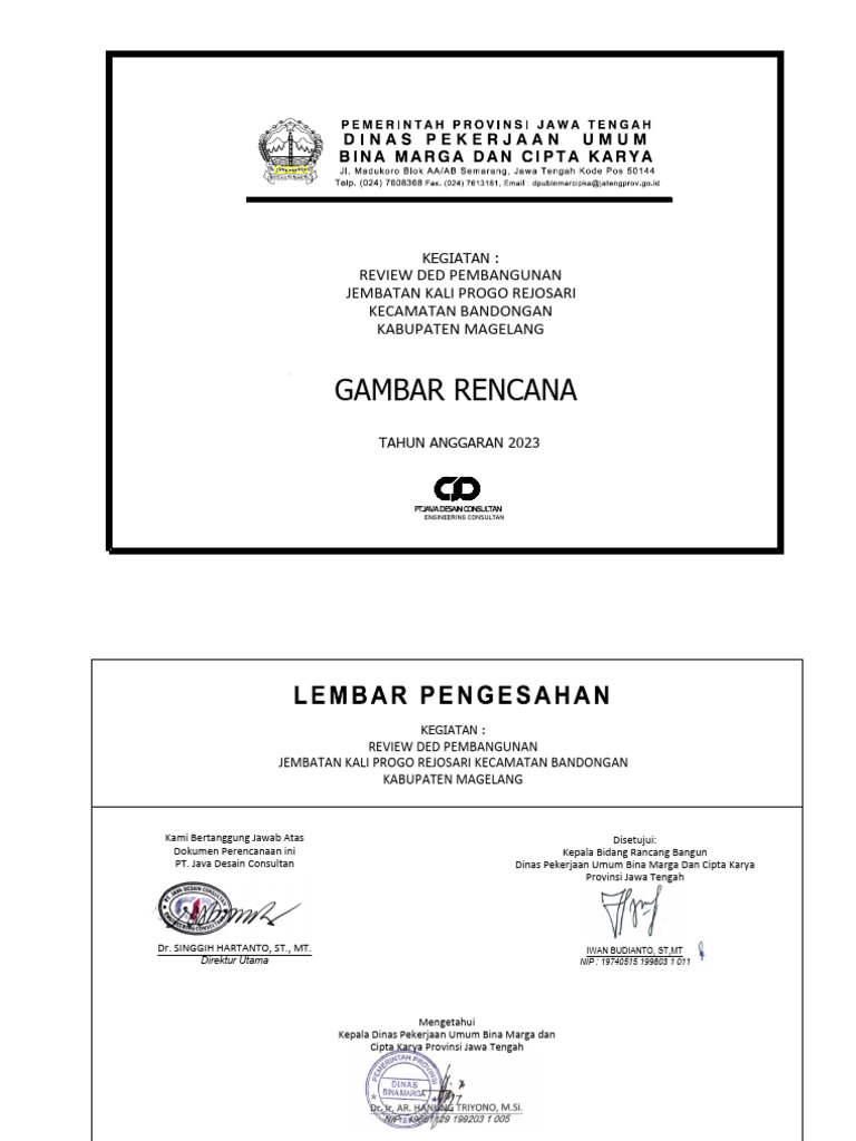 DED Pembangunan Jembatan Rejosari | PDF DED Pembangunan Jembatan Rejosari | PDF