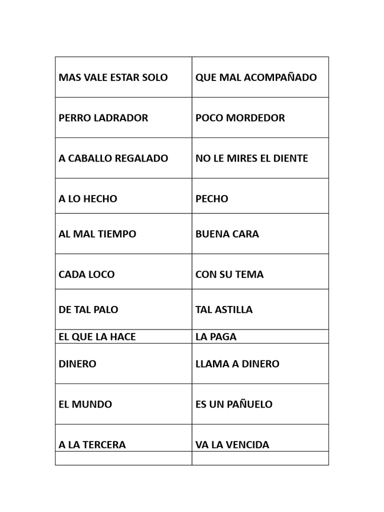 Emparejar Refranes | PDF