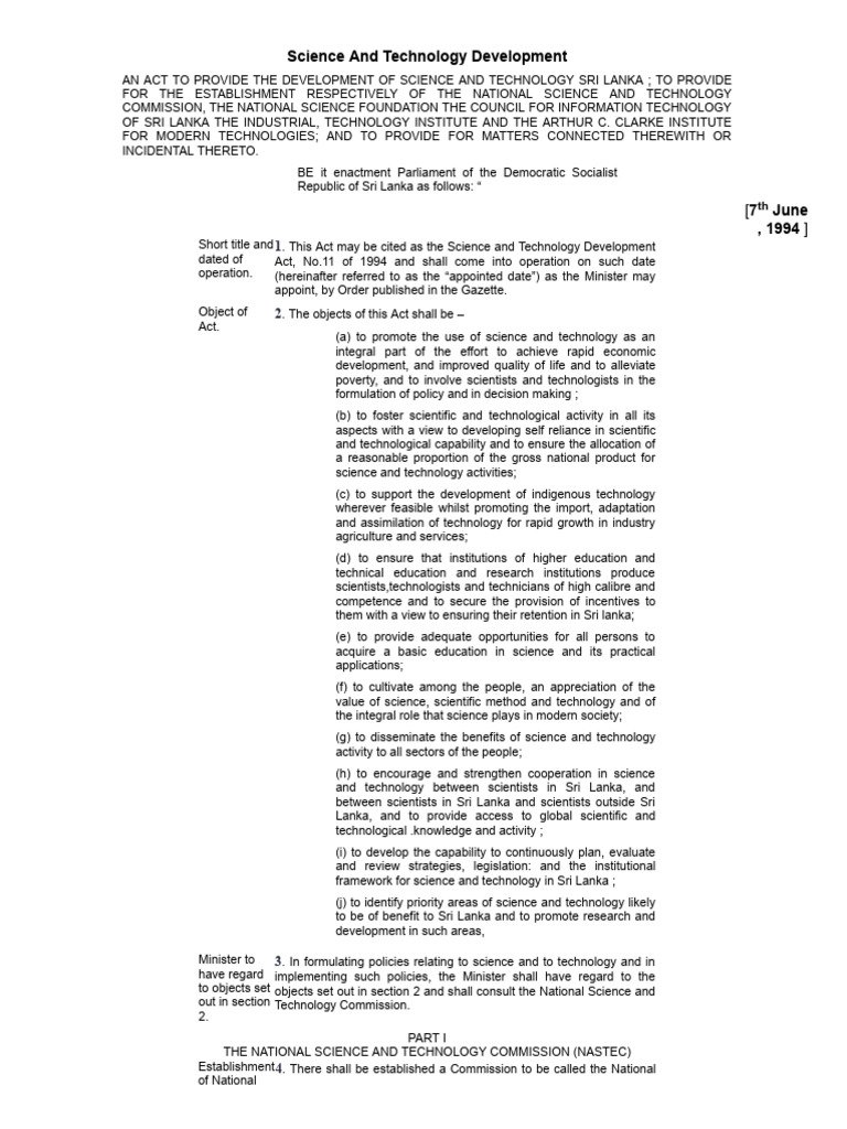 Science and Technology Developmenta Act Full | PDF | Science | Board Of ...