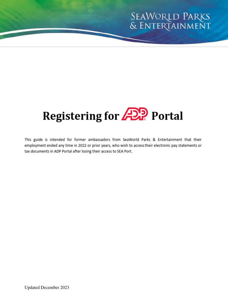 Registering For ADP Portal - 2023 | Download Free PDF | Password | Login