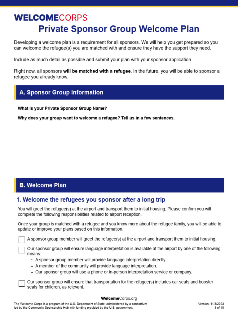 Welcome Plan Welcome Corps | PDF | Wic | Medicaid