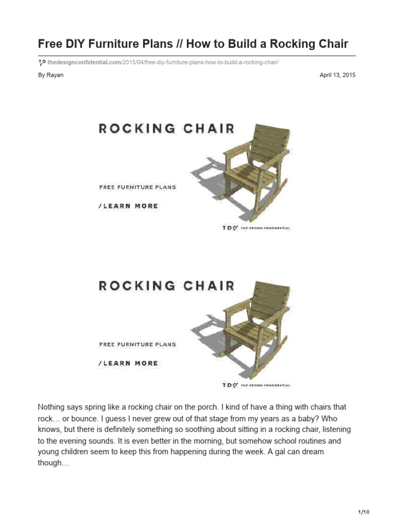 Furniture Plans How To Build A Rocking Chair | PDF | Screw | Accuracy ...