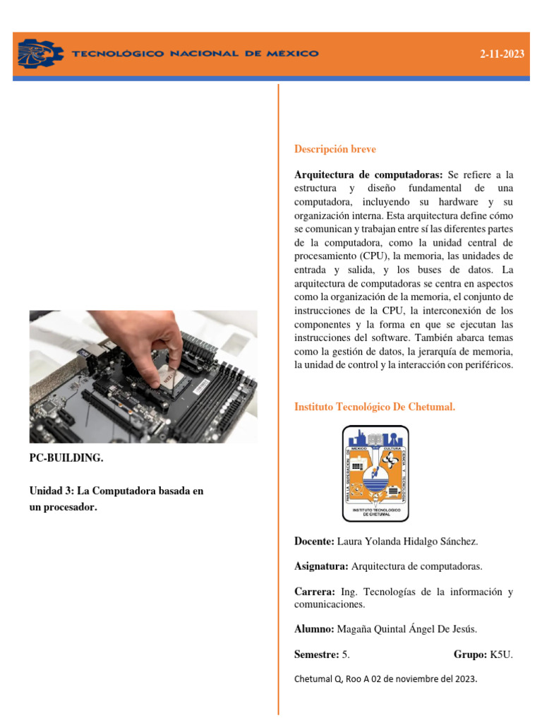 Arquitecturade Computadoras PC BUILDING Ángel Magaña ITIC K5U T.M ...