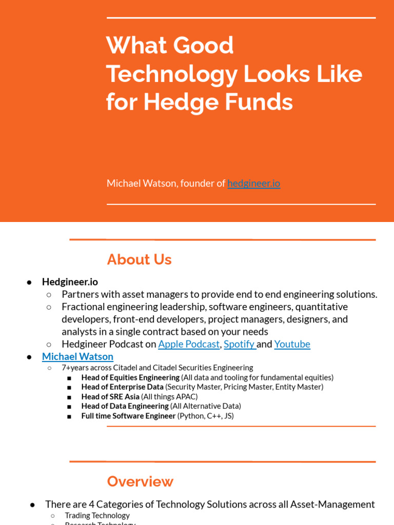 Hedge Fund Technology Platform | PDF | Hedge Fund | Risk
