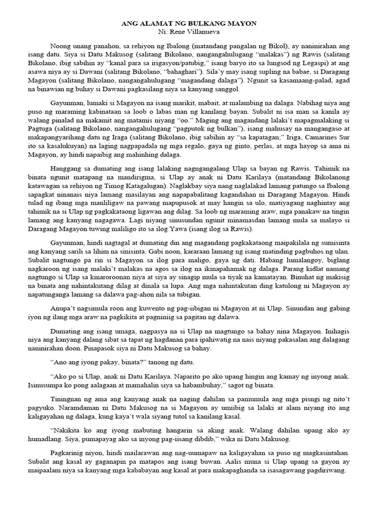 Alamat NG Bulkang Mayon | PDF