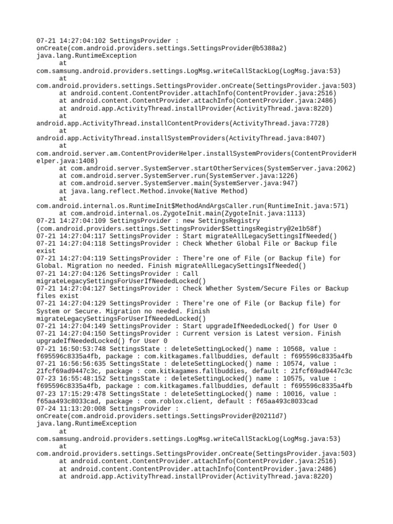 Settings Provider | PDF | Java (Programming Language) | Backup