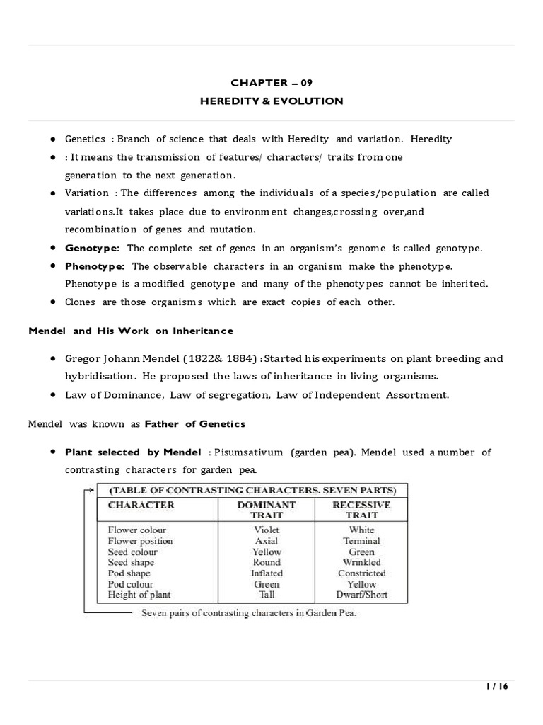 Heredity Notes Pdf Dominance Genetics Genotype 3781