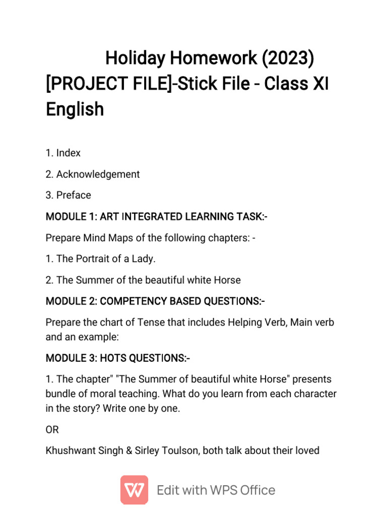 Holiday Homewor-WPS Office | PDF