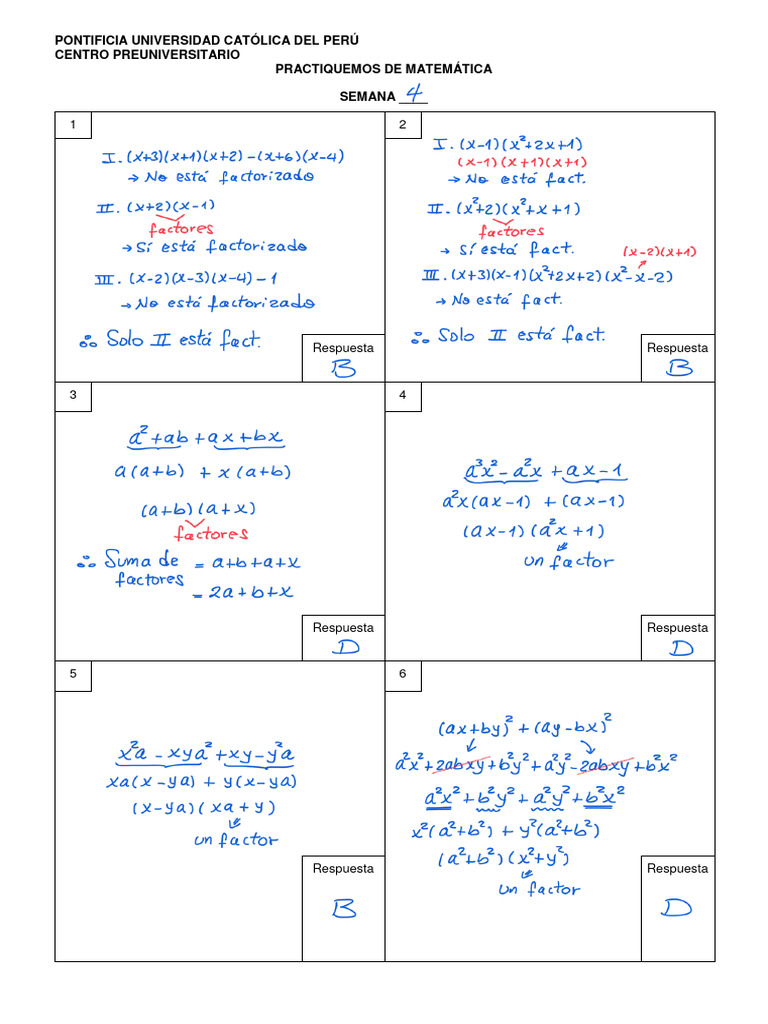Solucionario Practiquemos Semana 4 2023.0 LL | PDF