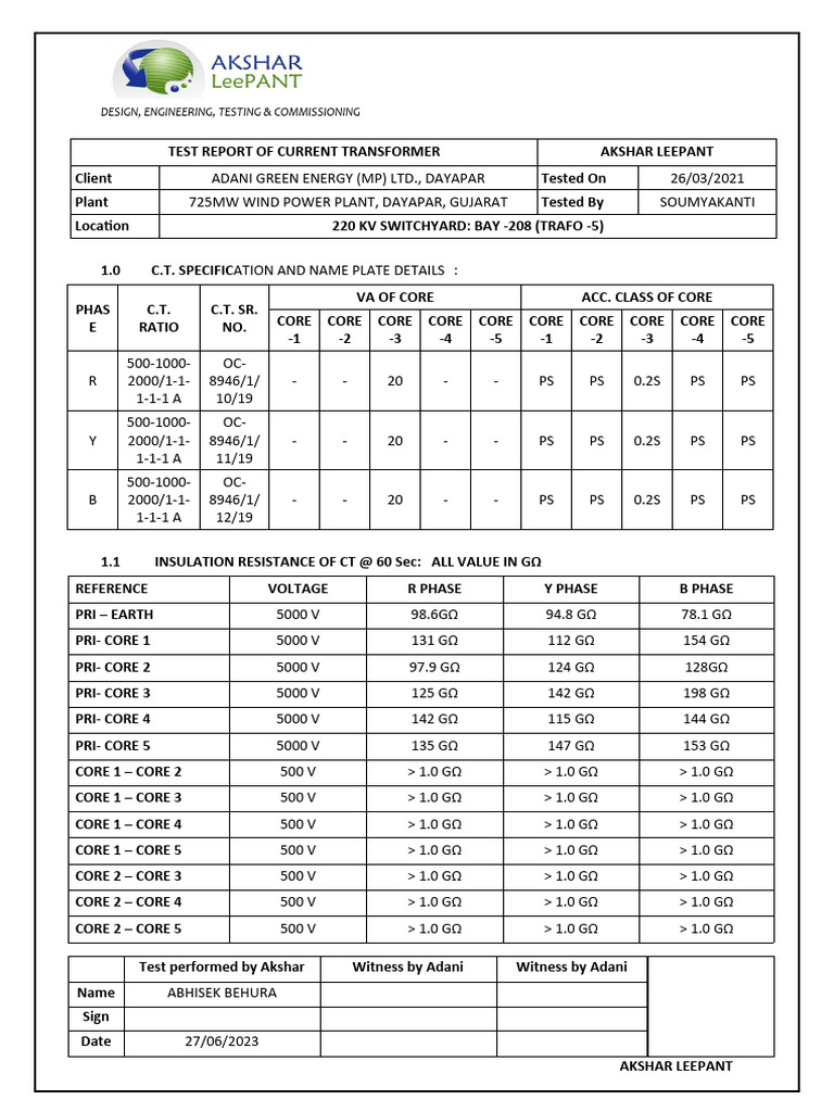 Trafo Bay - 5 CT | PDF | Transformer | Electronic Engineering