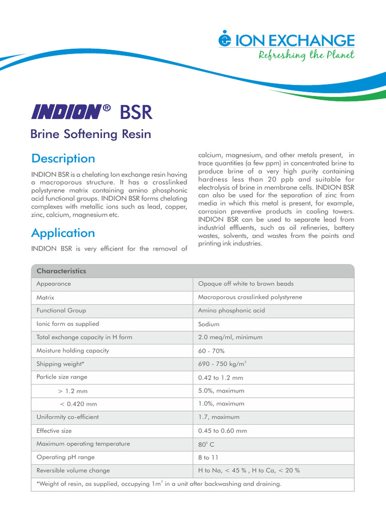 Brine Softening Resin: Description | PDF | Atoms | Chemical Elements