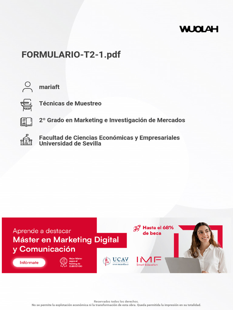 Wuolah Free FORMULARIO T2 1 | PDF | Estimador | Determinación del tamaño de la muestra