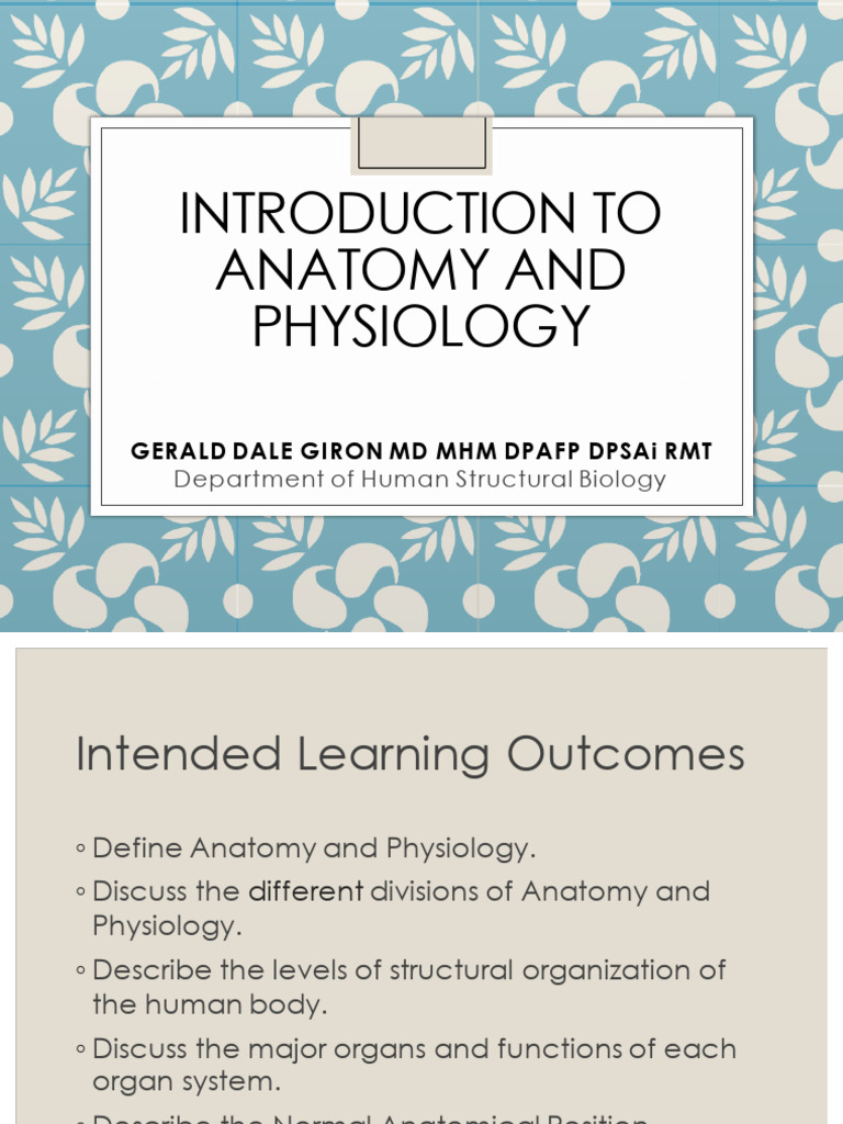 1-Anatomy and Physiology Intro | PDF | Anatomical Terms Of Motion | Anatomy