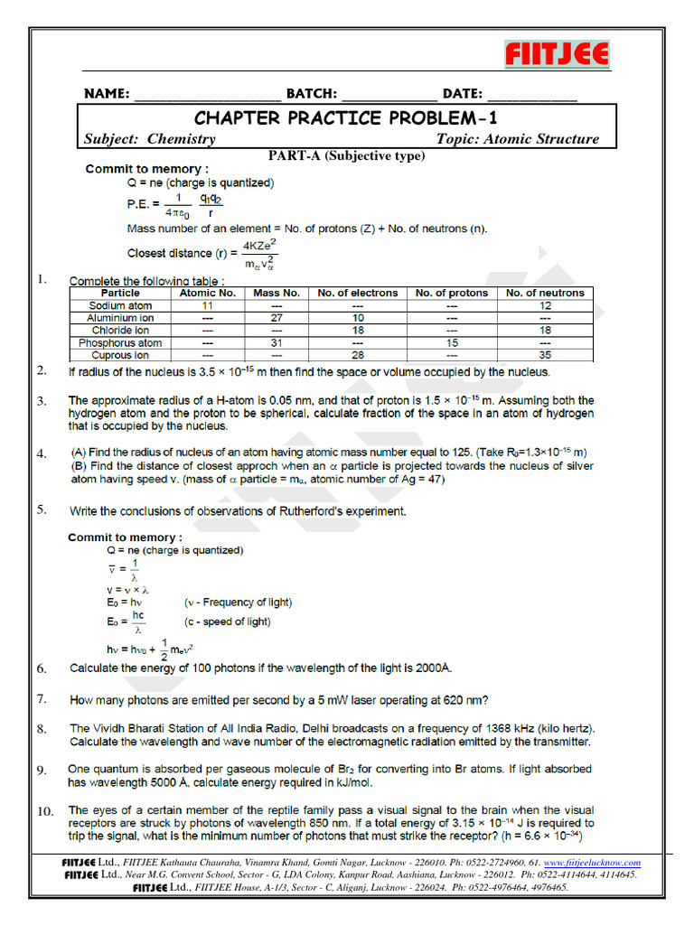 CPP - Atomic Structure - 1 | PDF | Technology & Engineering