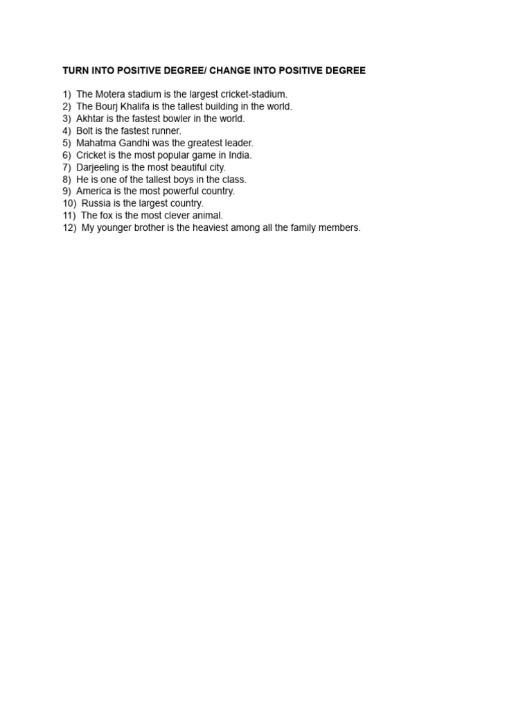 Positive Degree Conversion Exercises | PDF