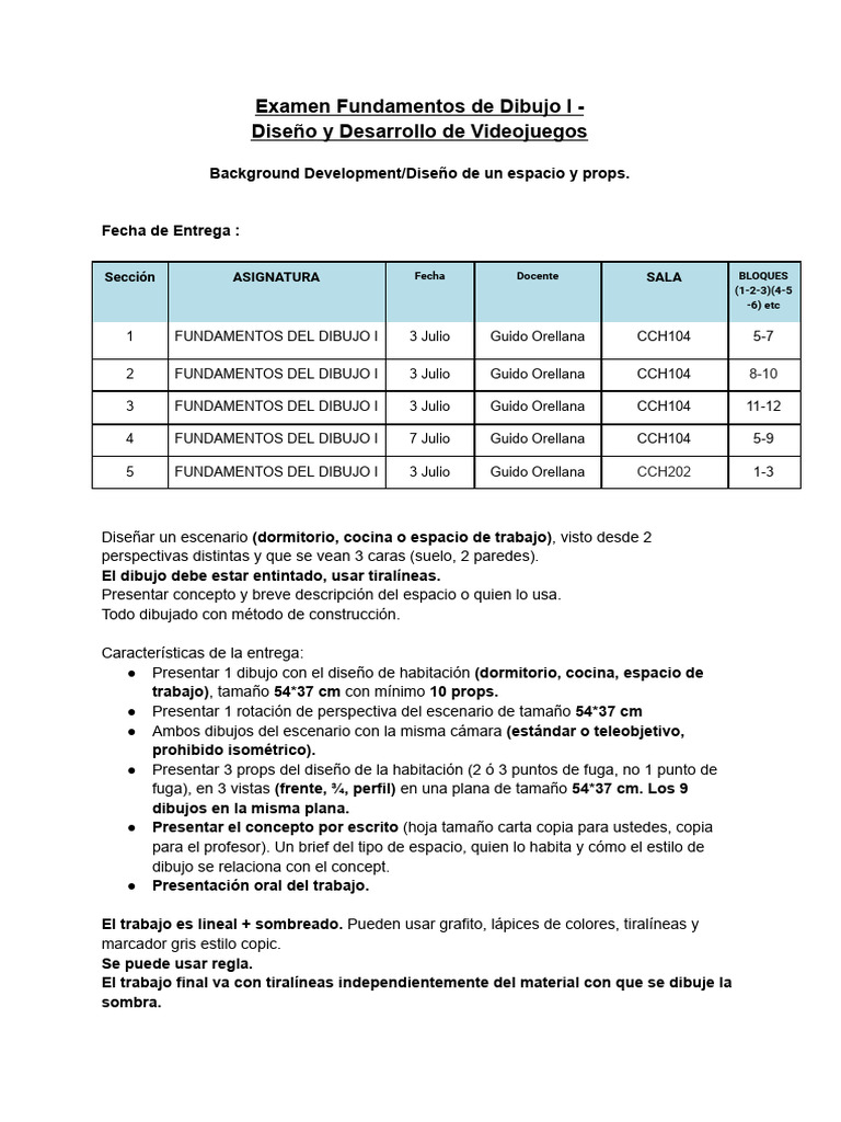 Pauta Examen Fundamentos Del Dibujo I VJ | PDF | Dibujo | Tecnicas ...