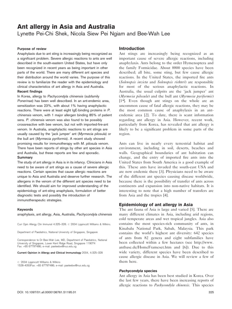 Ant Allergy in Asia and Australia | PDF | Allergy | Medical Specialties