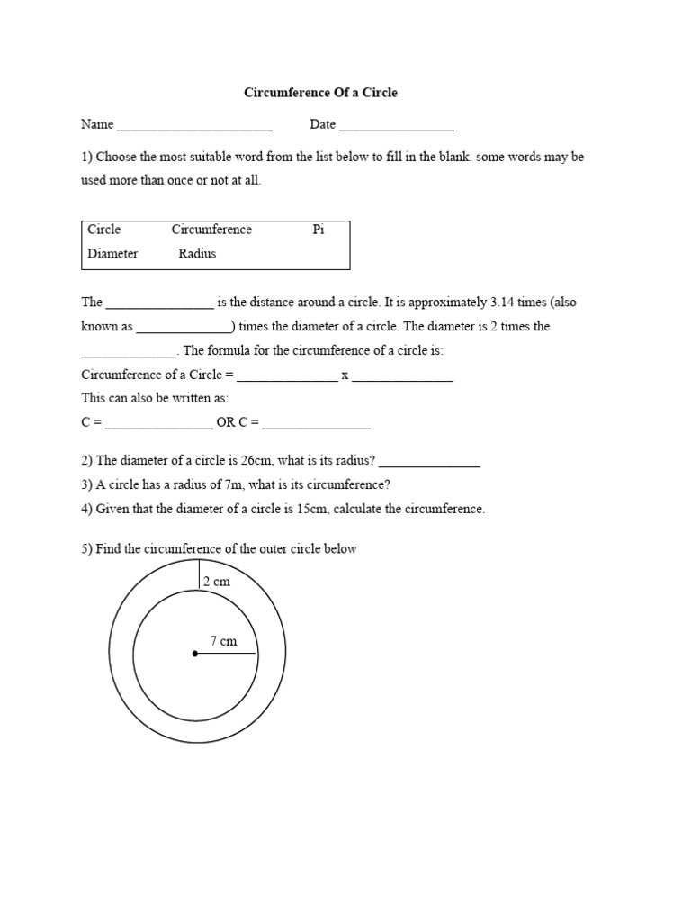 Circumference of A Circle - Activity | PDF