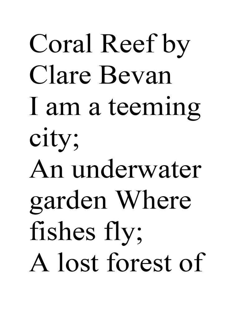 Coral Reef: A Poem by Clare Bevan | PDF
