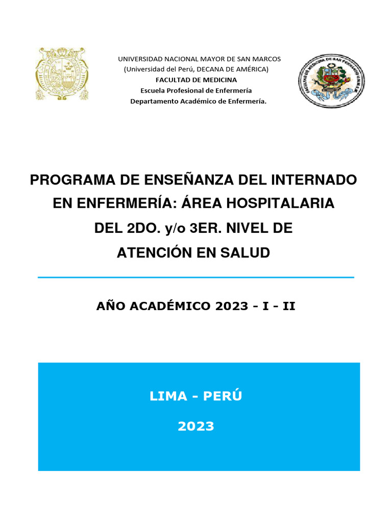 Manual Internado Hospitalario 2023 | PDF | Enfermería | Evaluación