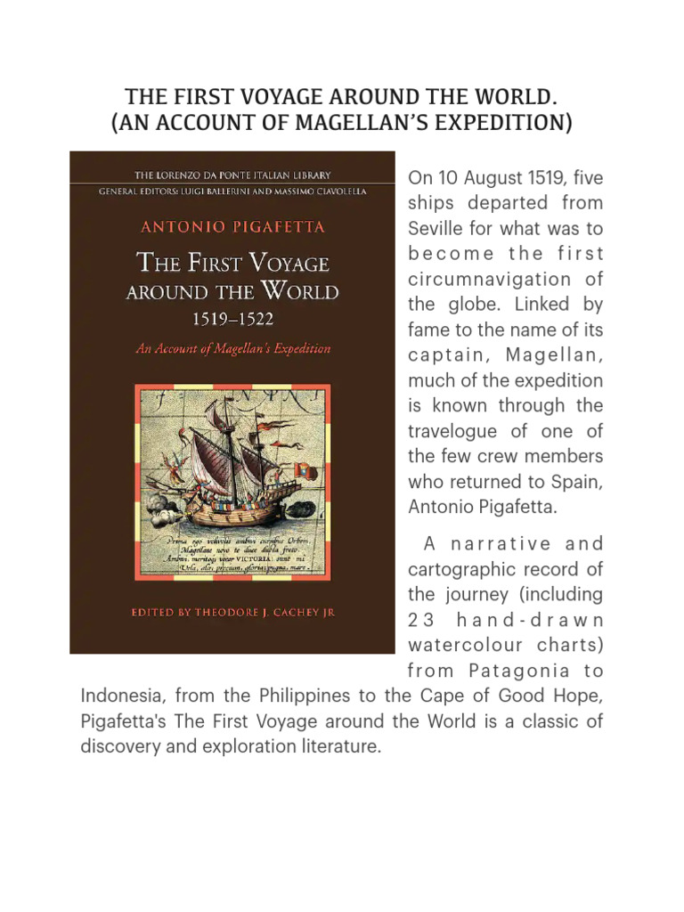 The First Article On The Voyage Around The World | Download Free PDF ...