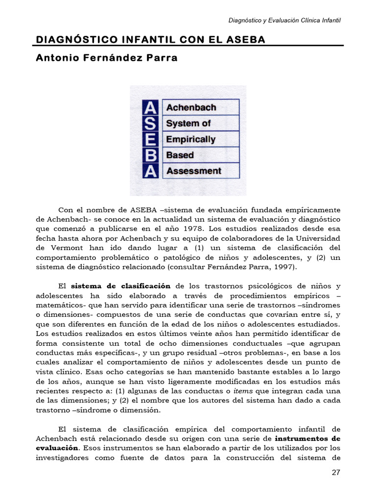 Instrucciones Aseba 1 | PDF | Cuestionario | Evaluación