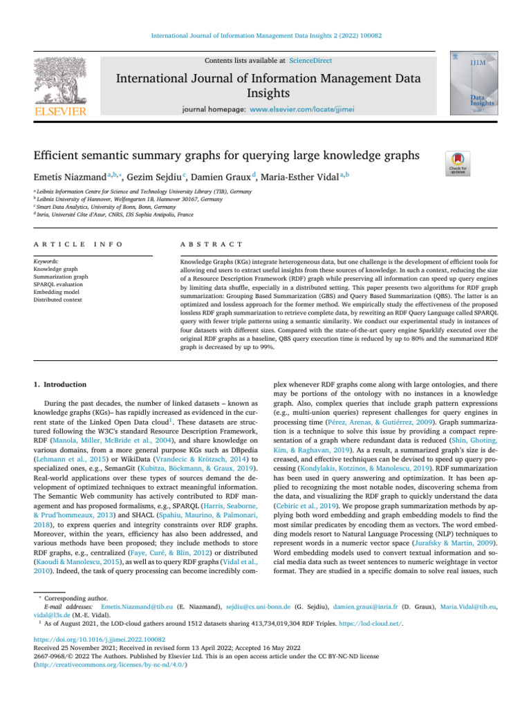 Efficient Semantic Summary Graphs For - 2022 - International Journal of Informa | PDF | Resource ...