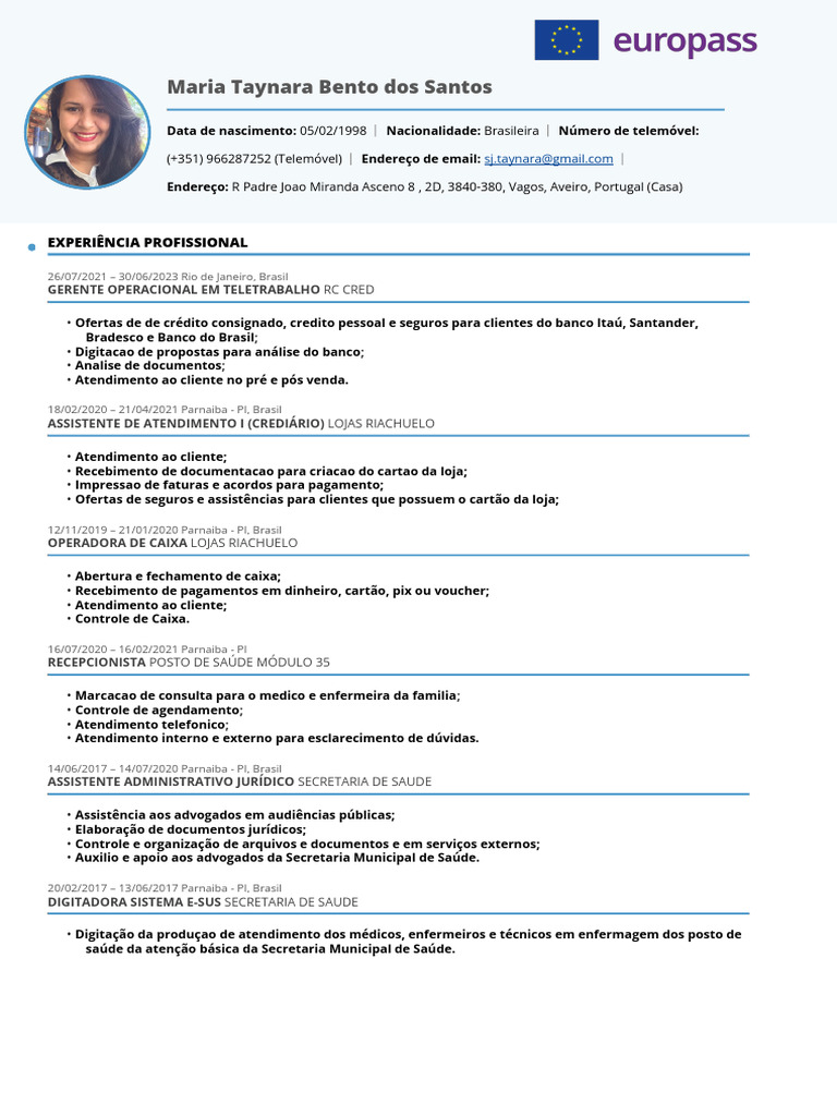 Modelo Curriculo Europeu | Download grátis PDF | Gestão de recursos ...