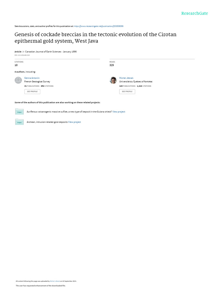 Gennaetal95Cirotan Genesis of Cockade Breccias in The Tectonic | PDF ...