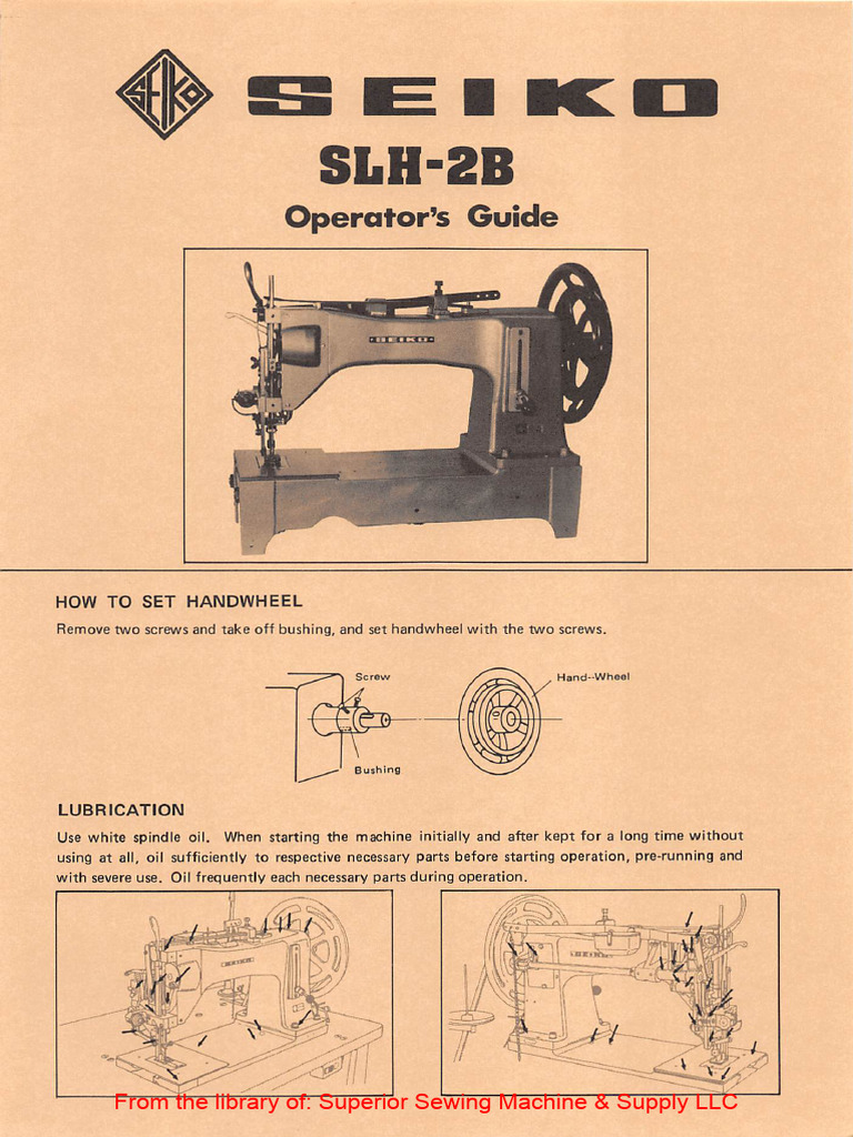 Seiko SLH-2B Instructions Manual | PDF | Sewing Machine | Sewing