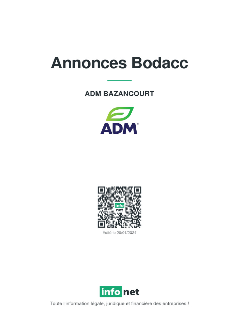 Infos légales sur ADM Bazancourt SASU | PDF