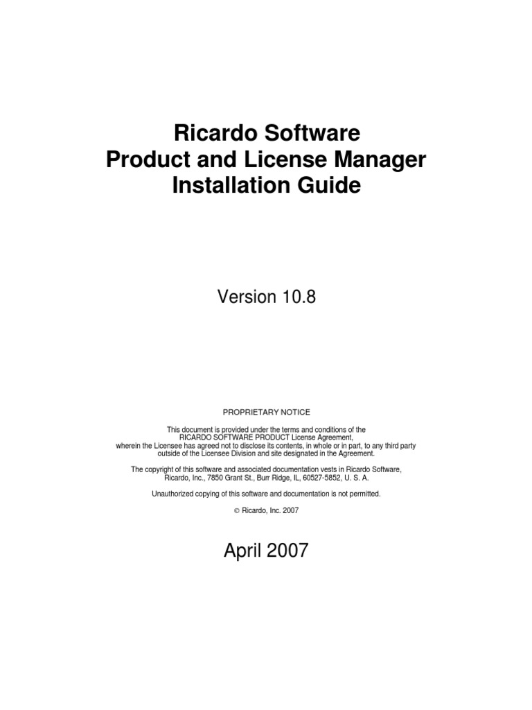 Ricardo Software Product and License Manager Installation Guide | PDF | Installation (Computer ...