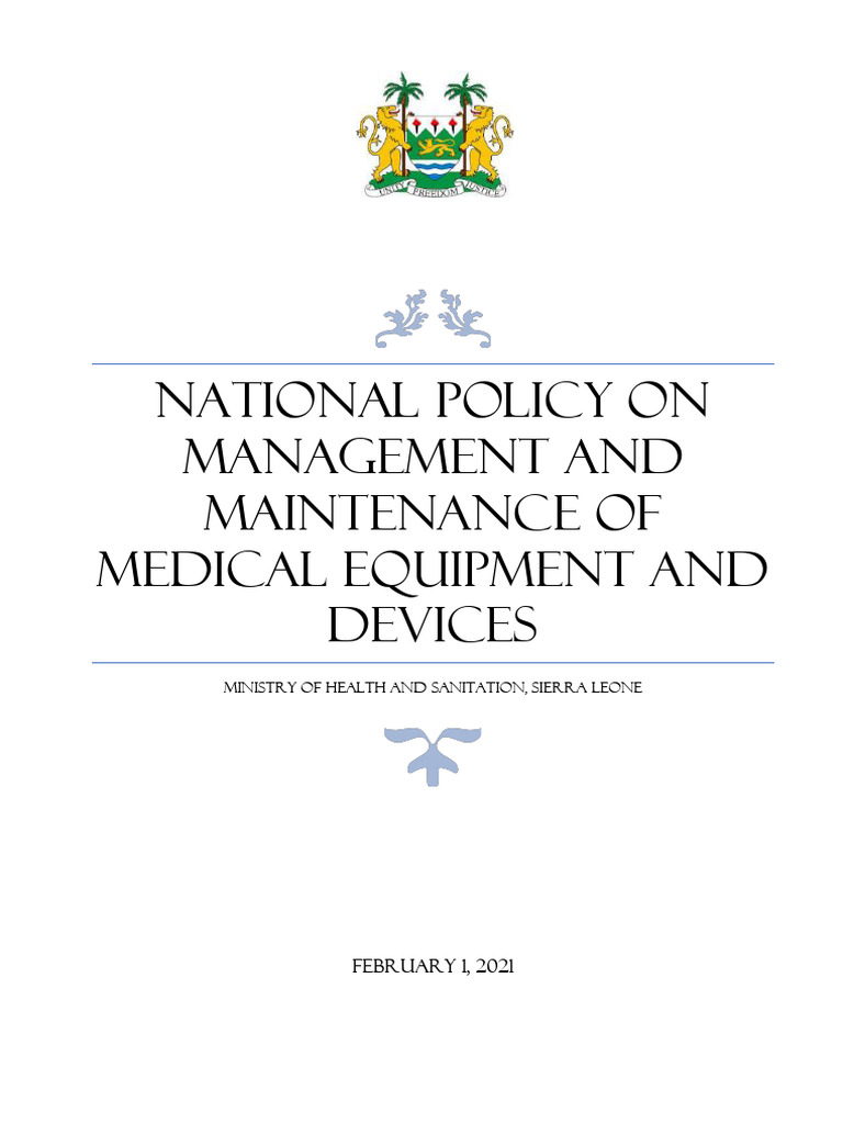 Medical Equipment Management Policy SL | PDF | Medical Device | Health Care
