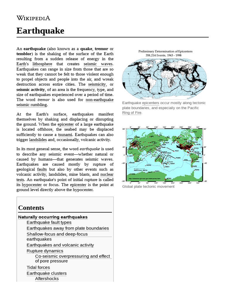 Earthquake | PDF | Earthquakes | Fault (Geology)